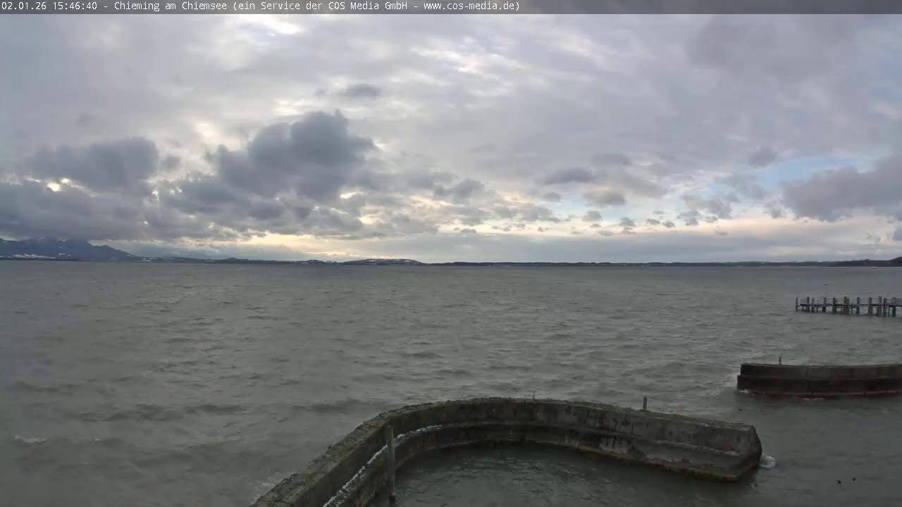 Webcam Chieming Dampfersteg, Blickrichtung Chiemsee, Chieming, 520 m ...