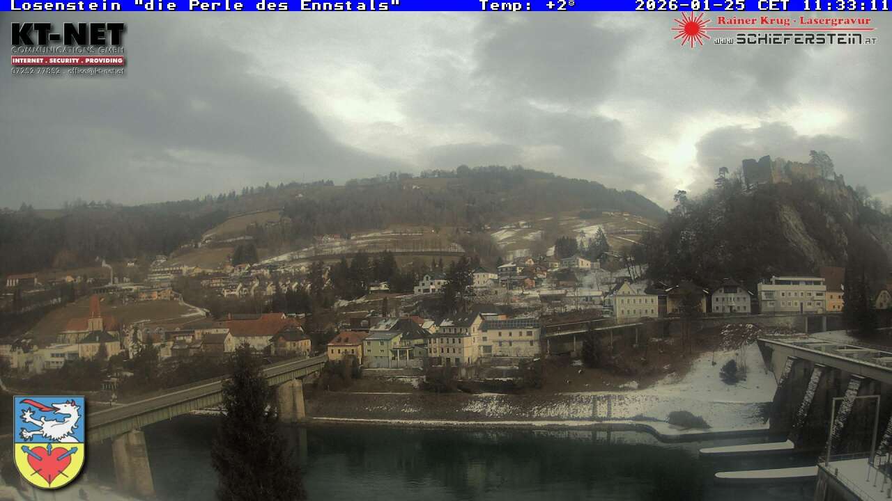 Webcam Losenstein, Blickrichtung Blick auf den Ort Losenstein ...