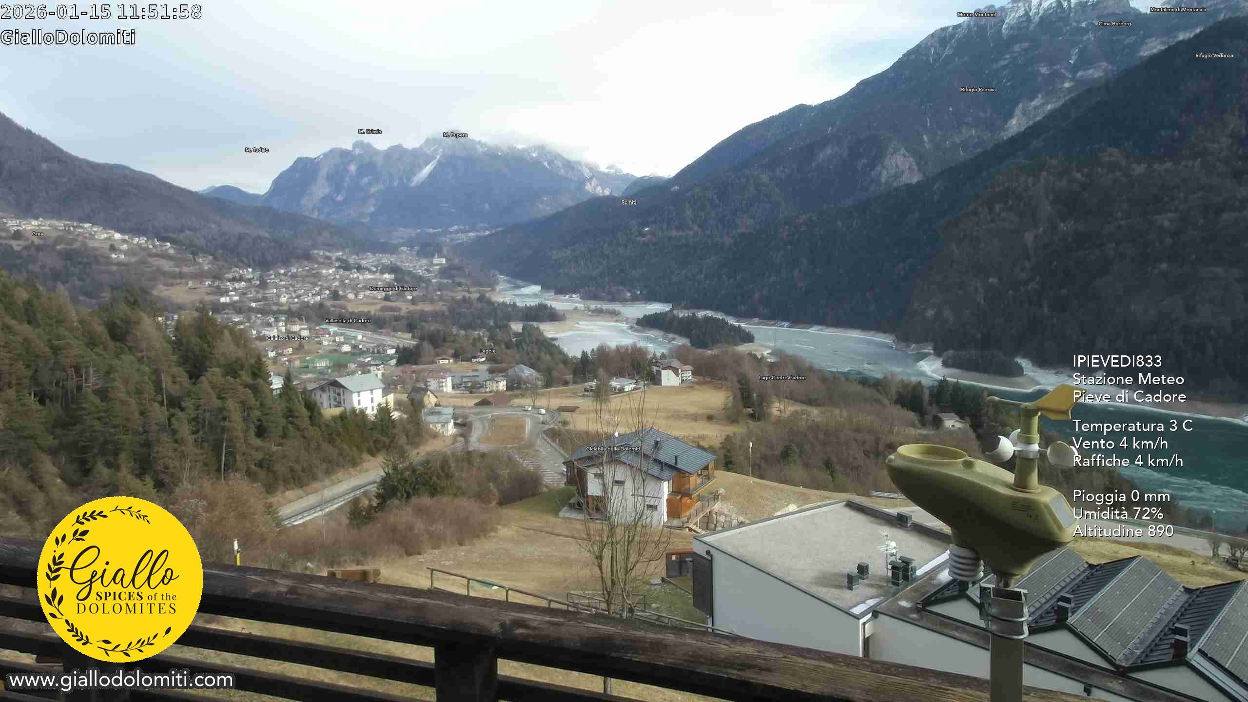 Webcam Pieve di Cadore, Blickrichtung Lago di Centro Cadore, Belluno ...