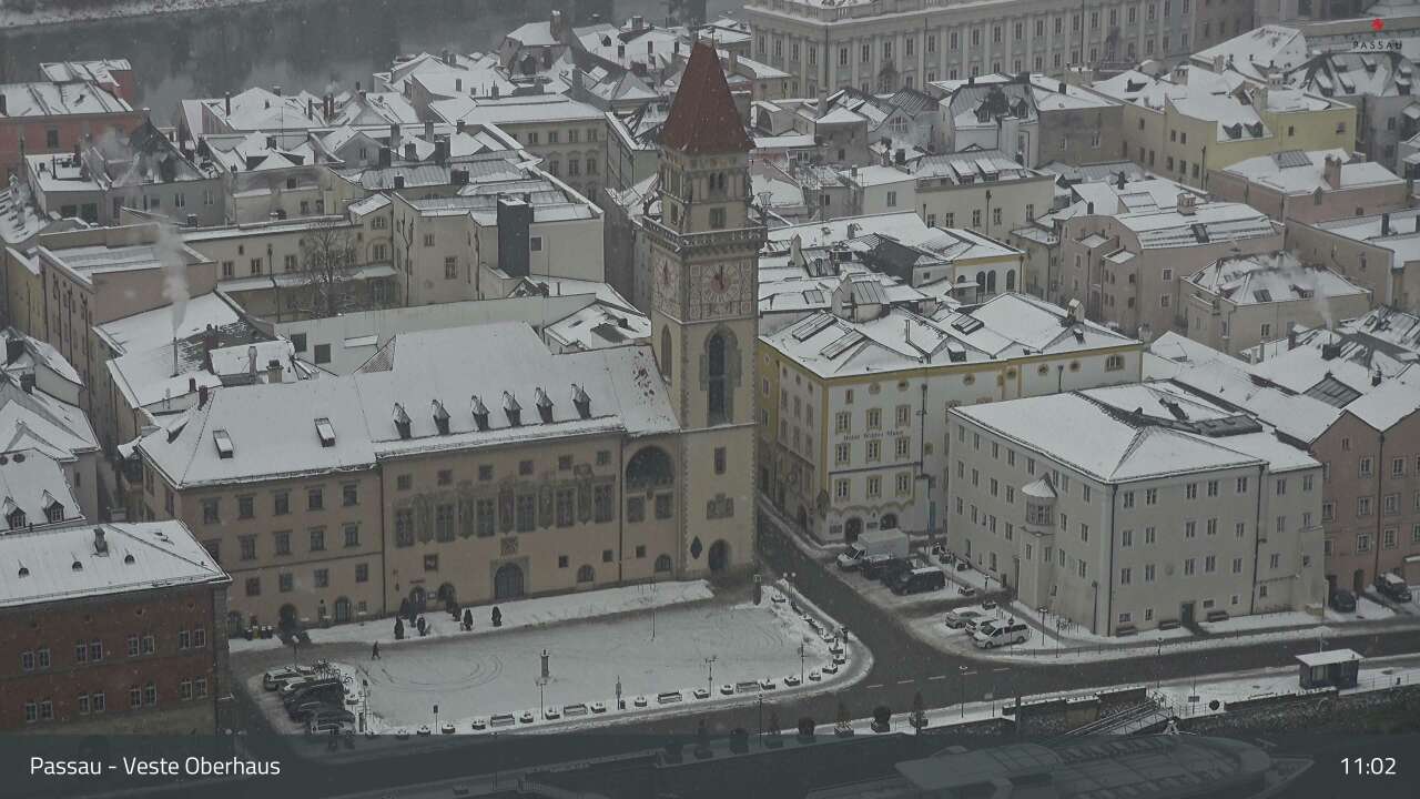 Webcam Veste Oberhaus, Blickrichtung Altes und Neues Rathaus, Passau ...