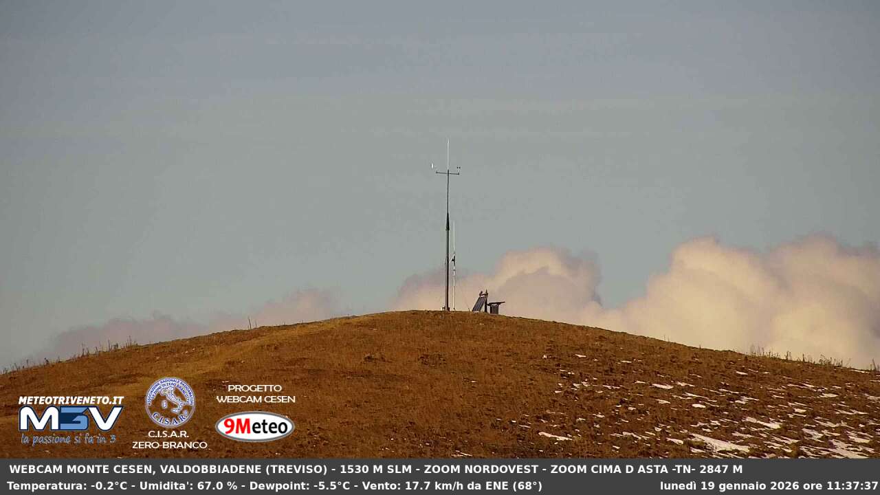 Webcam Monte Cesen, Blickrichtung Zoom Nw - Zoom Cima D Asta -tn- 2847 ...