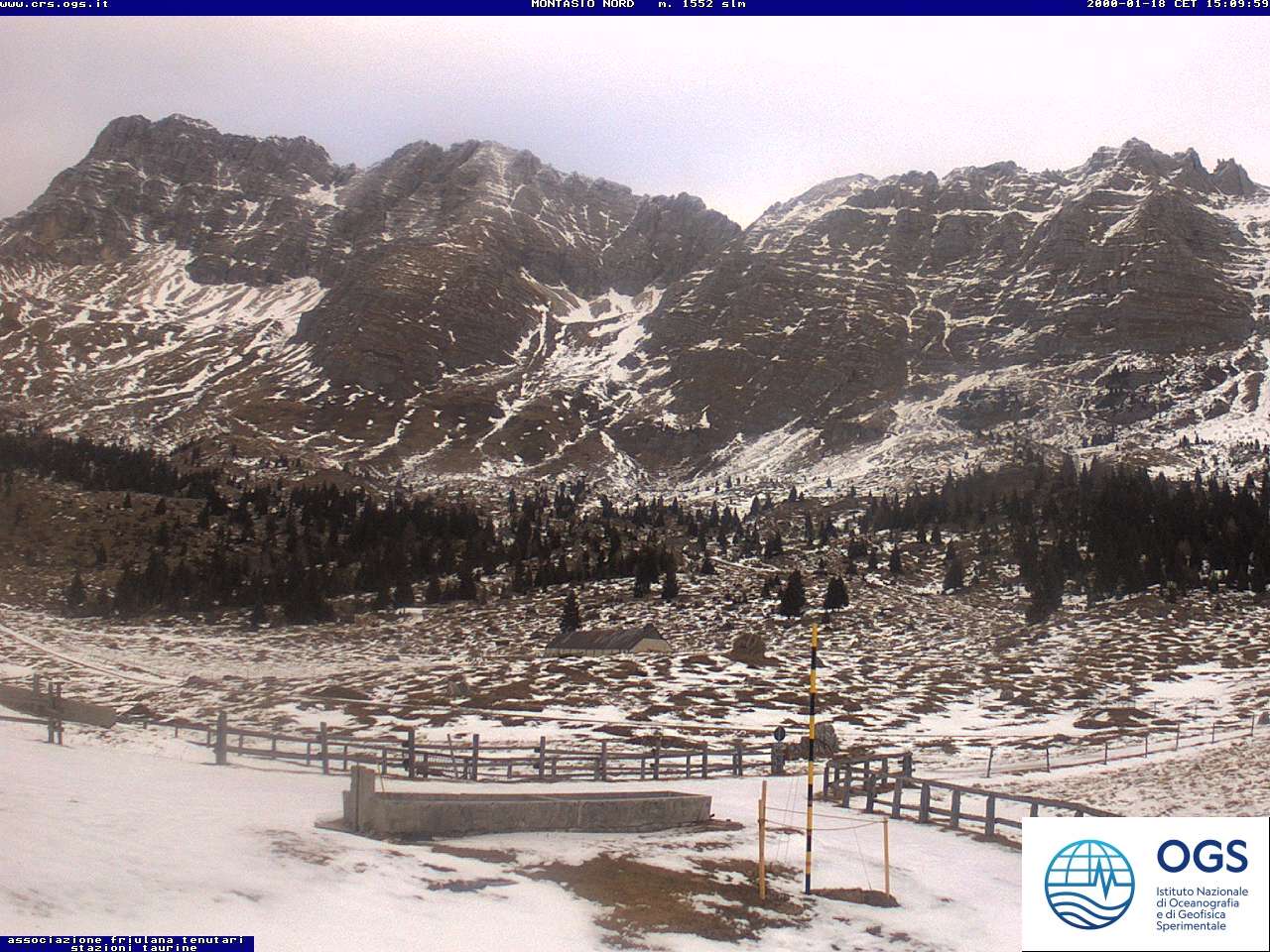 Spletna kamera Plan di Montasio, Smer gledanja Altoplano Monatsio ...