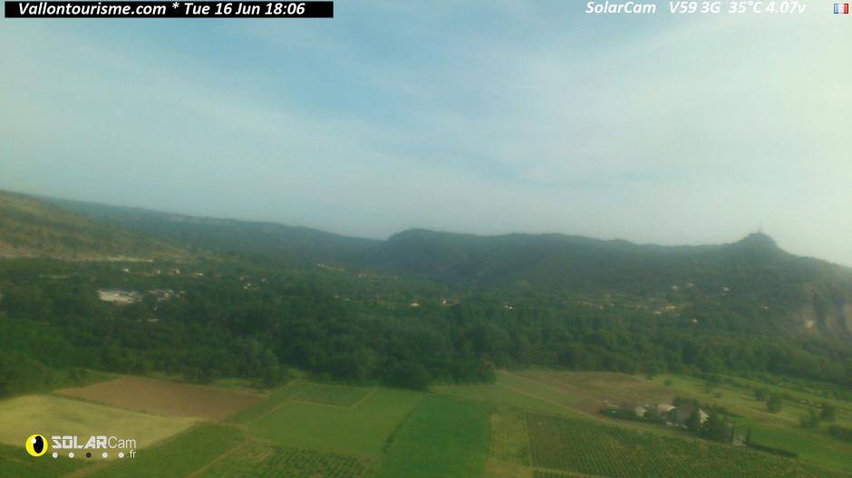 Webcam Rocher de Sampzon, Blickrichtung Blick vom Sendermast am ...
